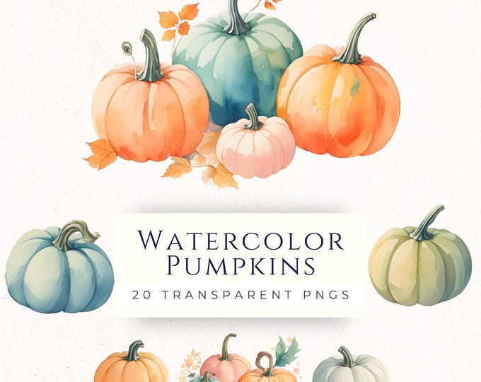 Scary Halloween Clipart Set, Watercolor Graphics, Instant Download PNG ...