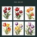 Mixed Tulips Clipart, Spring Flower Clip Art, Instant Download ...