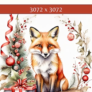 Square Fox PNG Clipart for Christmas Decor White Background - Etsy