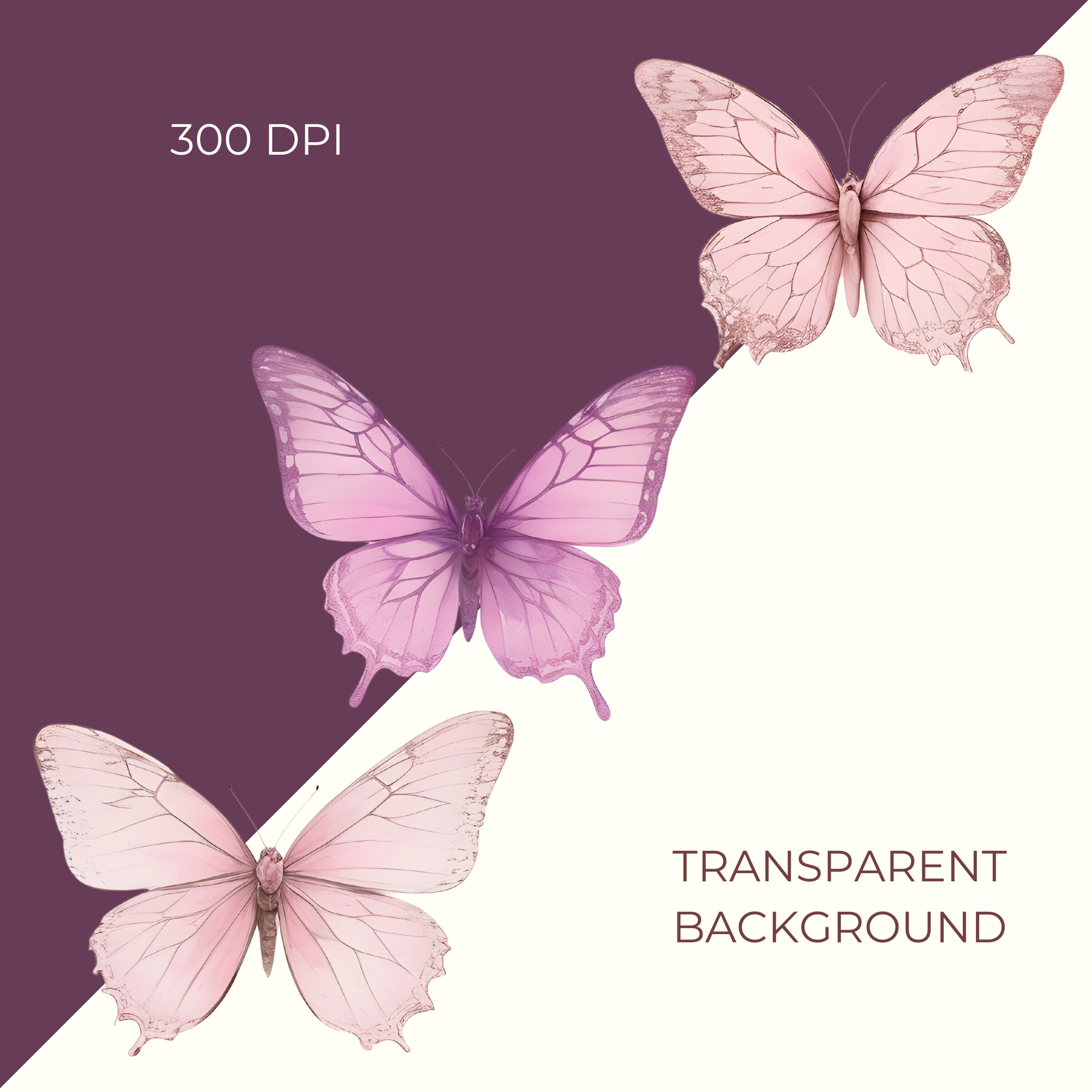 Pink Butterfly Clipart, Beautiful Watercolor Butterflies, Spring ...