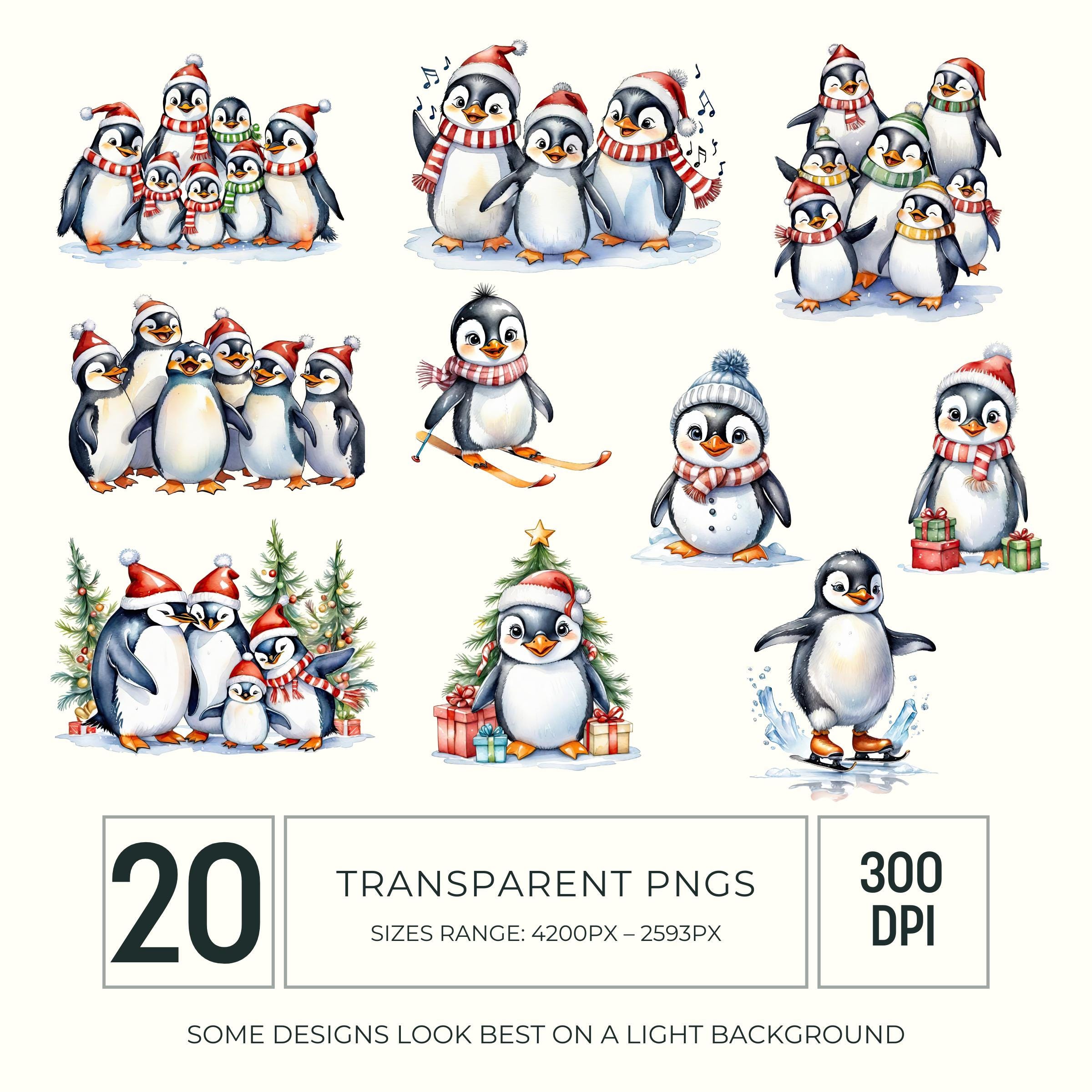 Christmas Penguins Clipart Instant Download, Xmas Paper Crafting ...