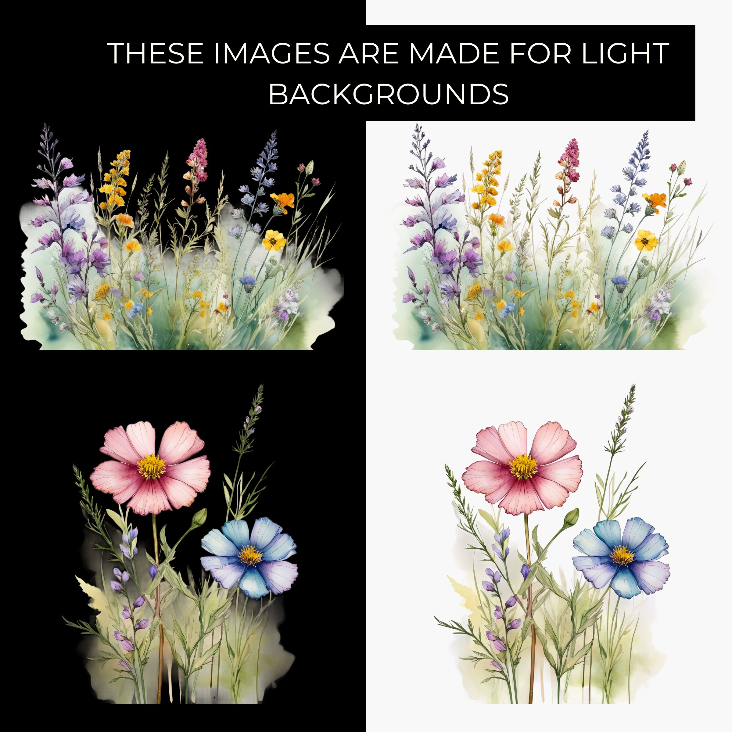 Wildflower Meadow Clipart PNG, Color Splash Flowers, Floral Images for ...