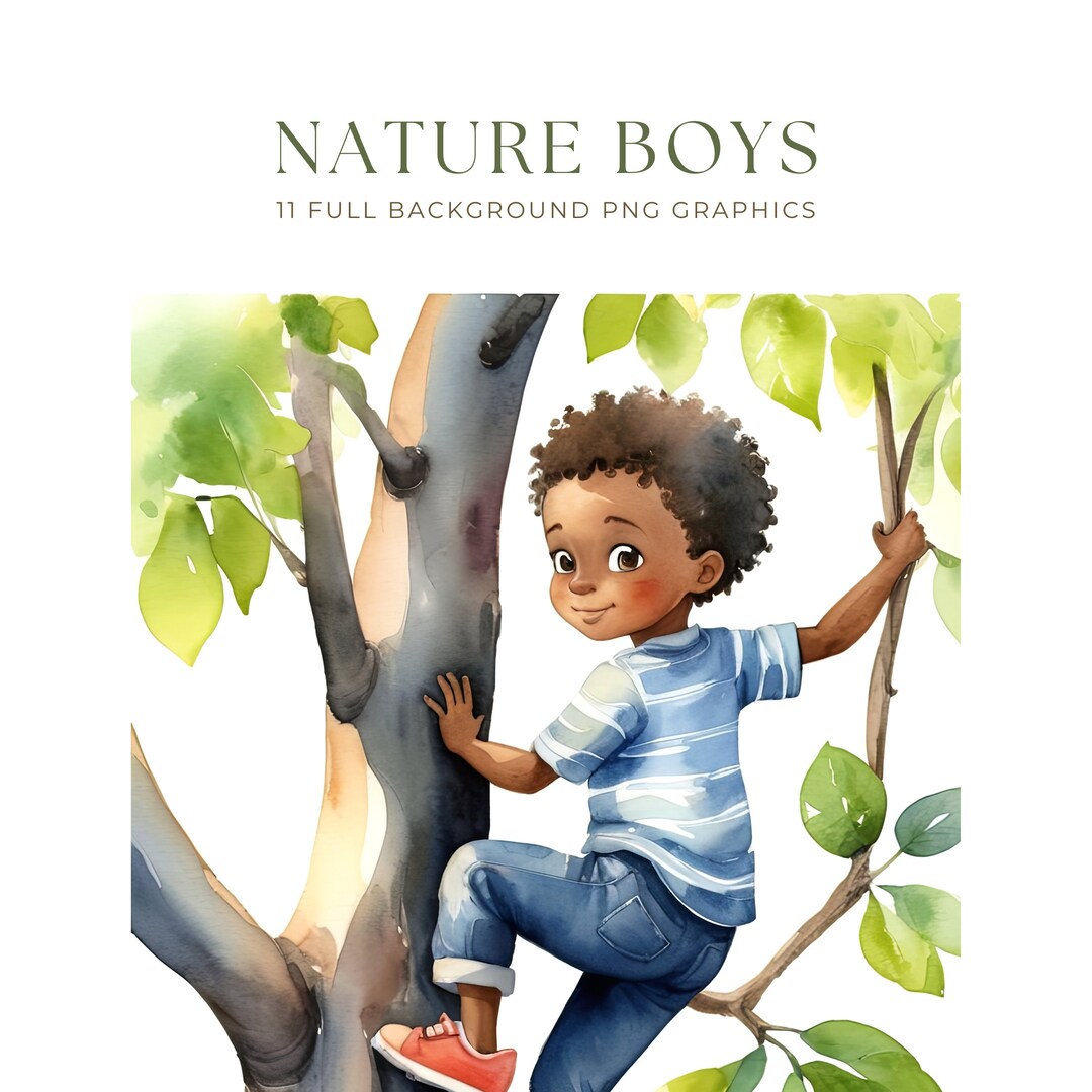 Boys in Nature Clipart, Watercolor Children, Cute Children Son Clipart ...