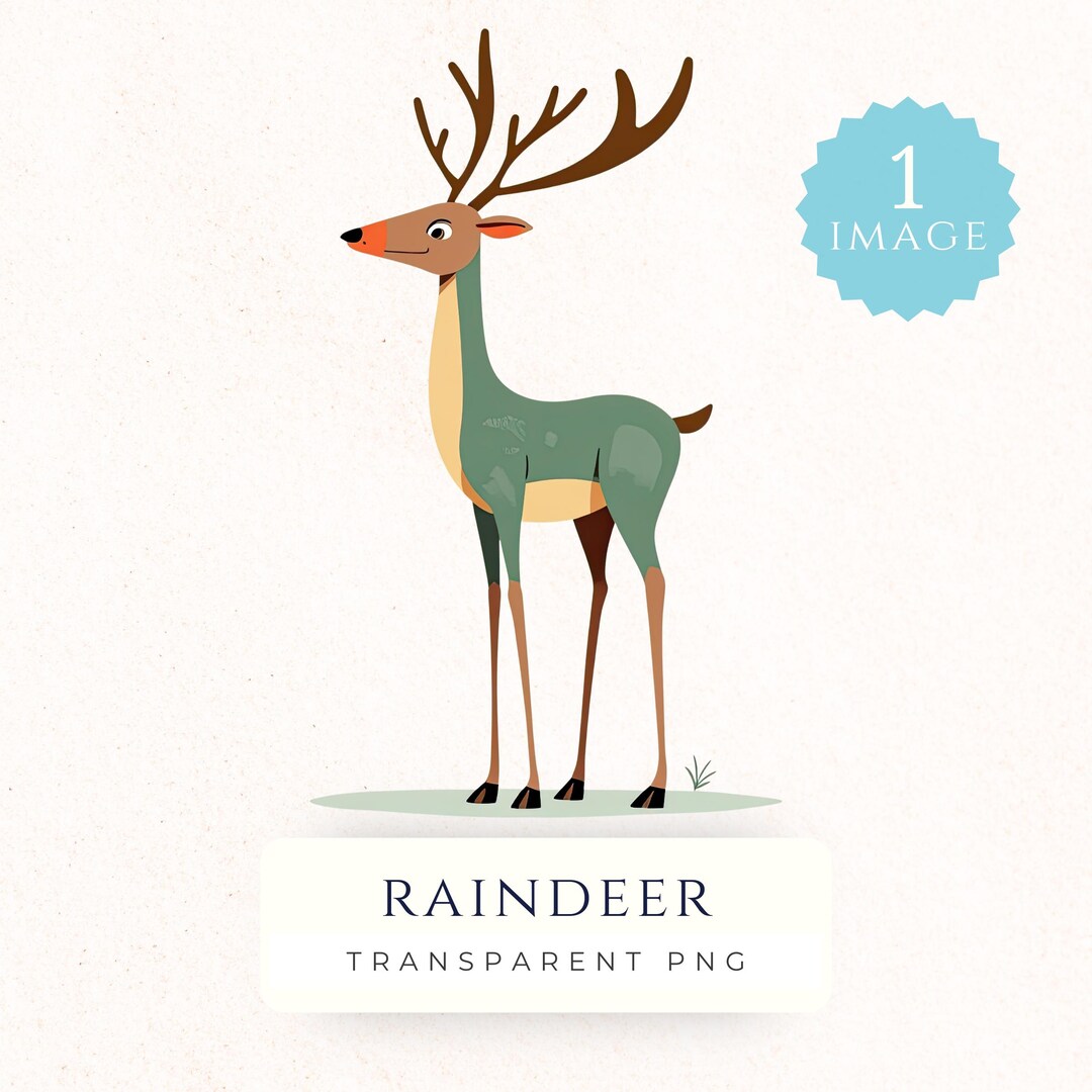 Goofy Reindeer Xmas Clipart, Scrapbooking Graphic, Single Christmas ...