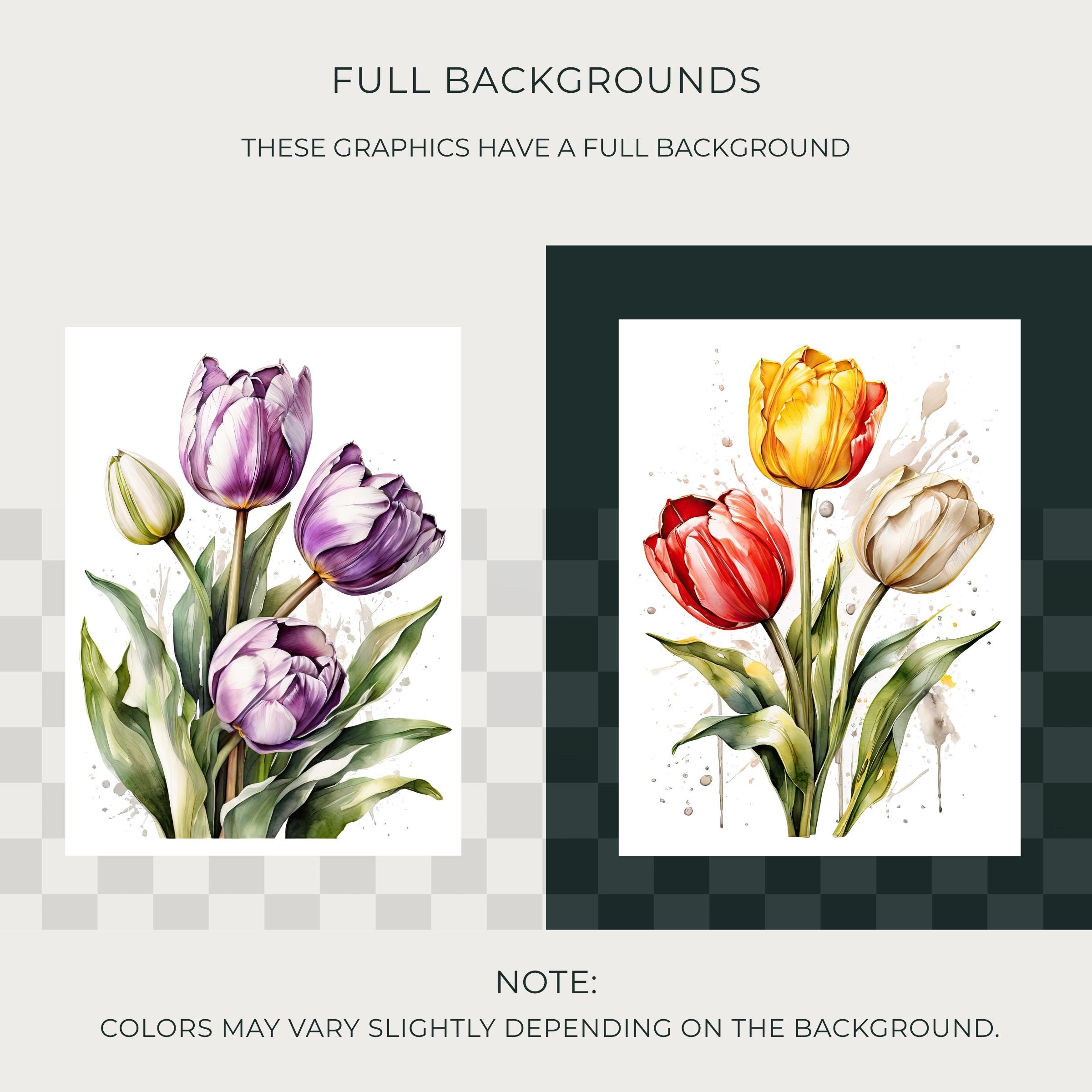 Mixed Tulips Clipart, Spring Flower Clip Art, Instant Download ...