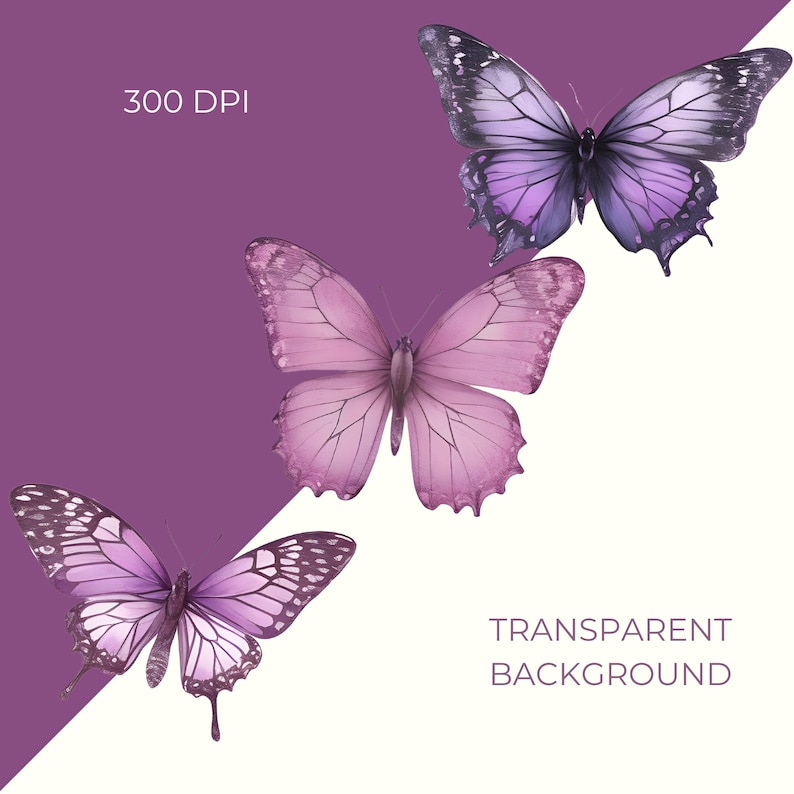 Purple Butterfly Decoration Clipart, Purple Butterflies PNG, Instant ...