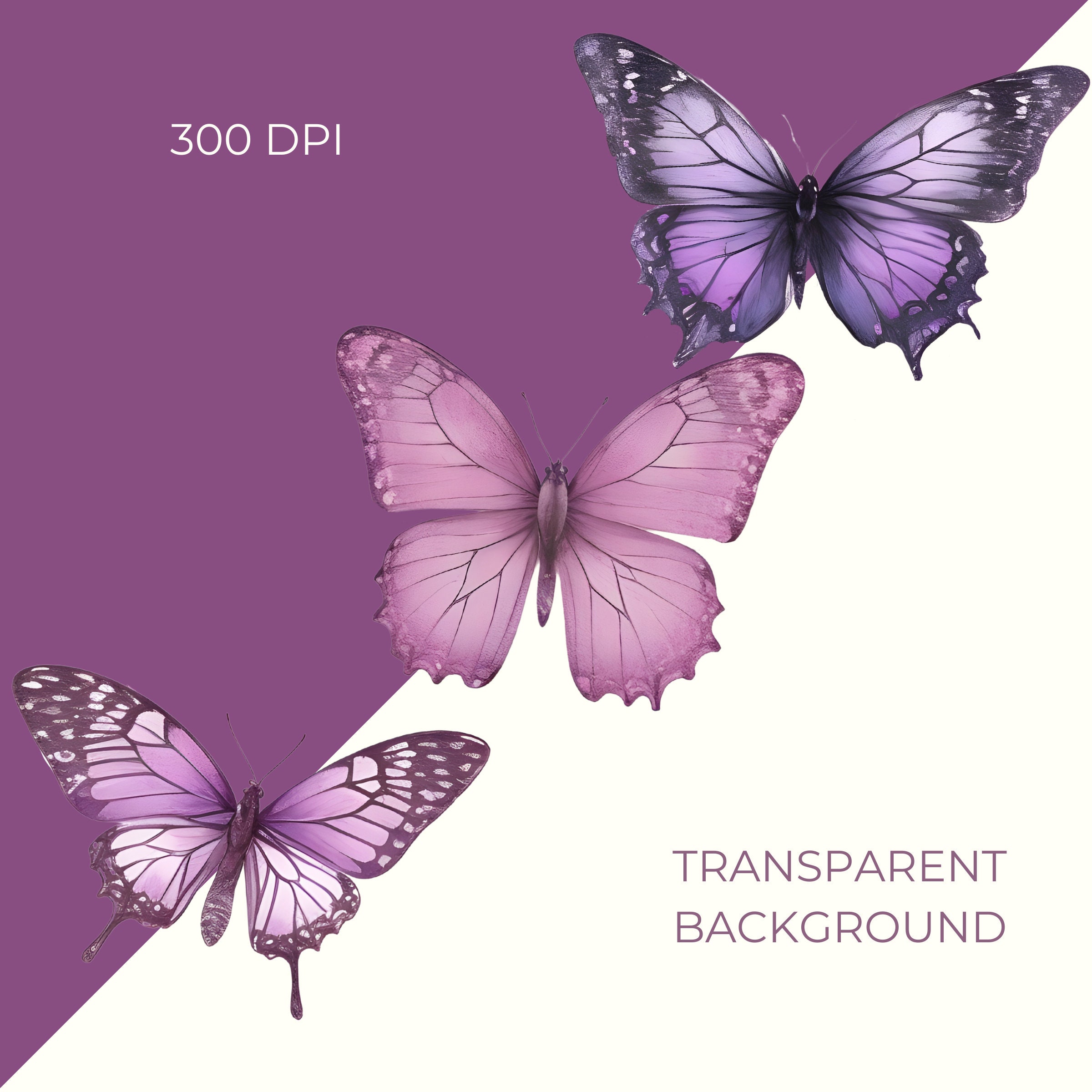 Purple Butterfly Decoration Clipart, Purple Butterflies PNG, Instant ...