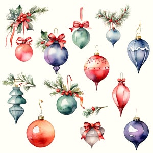 Winter Clipart Set, Christmas Ornaments, Soft Color Palette, Holiday ...