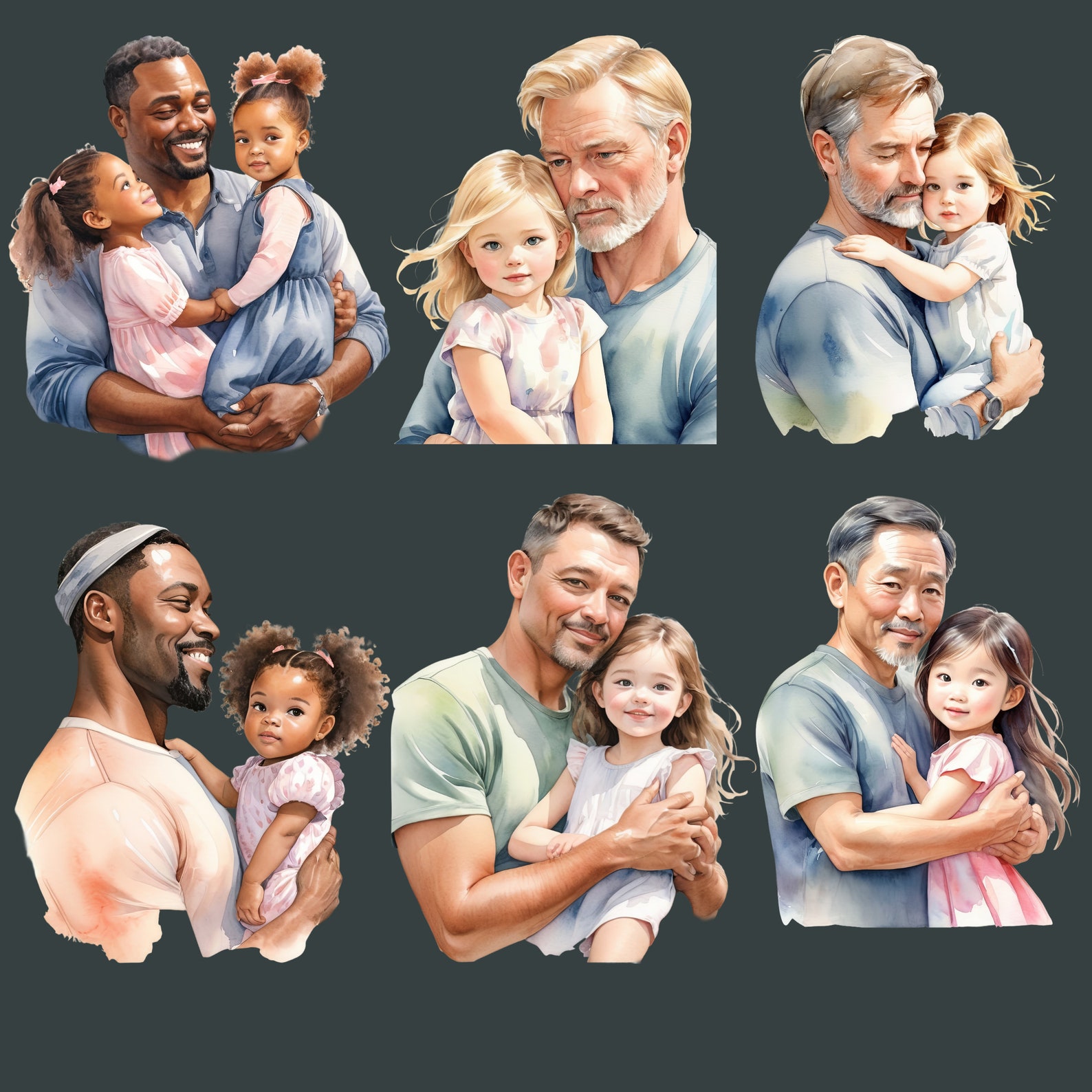 Father Daughter Clipart Instant Download, Fathers Day PNG, Daddy Me ...