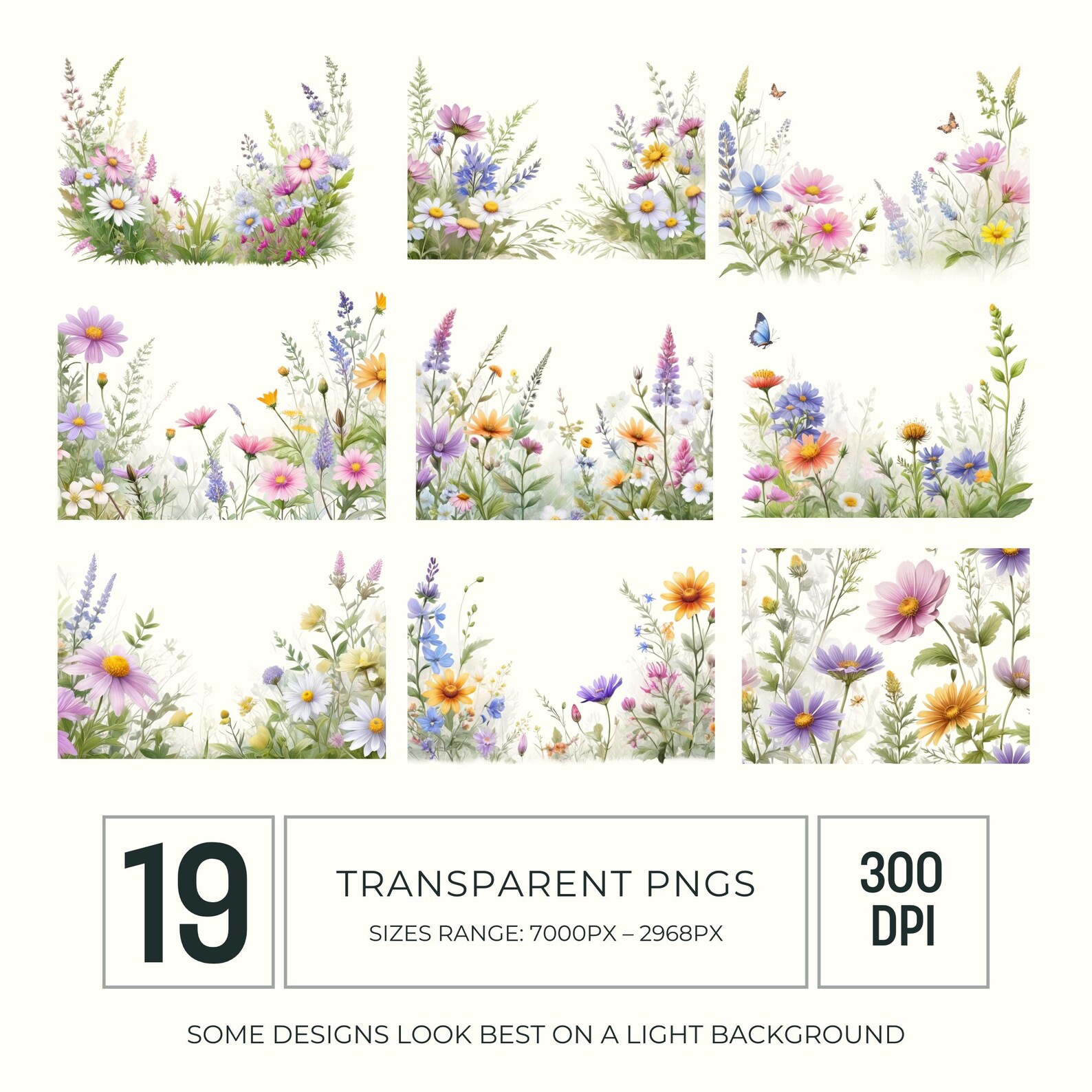 Watercolor Wildflower Clipart Set, Scrapbook Graphics, Card Making ...