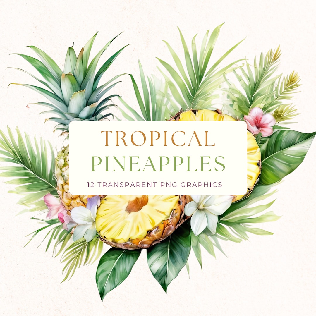 Colorful Pineapple Clipart, Tropical Clip Art, Fruit PNG, Summer Vibes ...