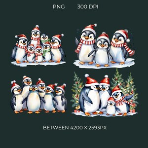 Christmas Penguins Clipart Instant Download, Xmas Paper Crafting ...