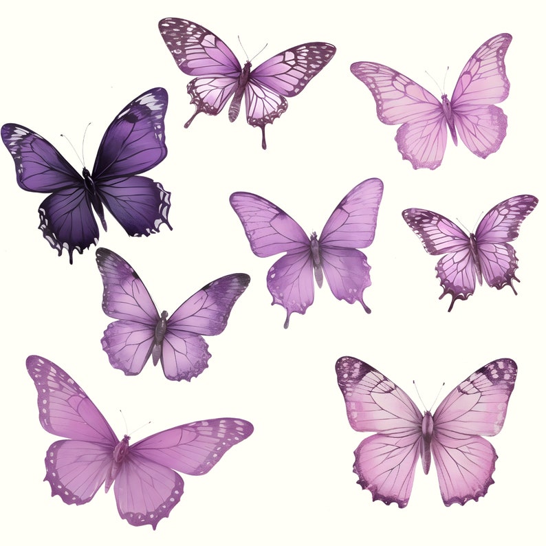 Purple Butterfly Decoration Clipart, Purple Butterflies PNG, Instant ...
