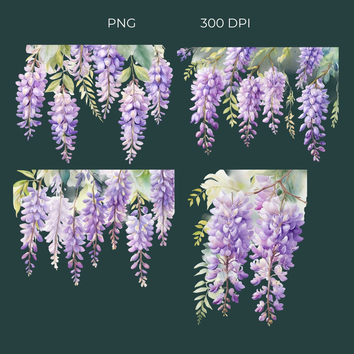 Wisteria Flowers Clipart Set, Periwinkle Blue Floral Clip Art ...