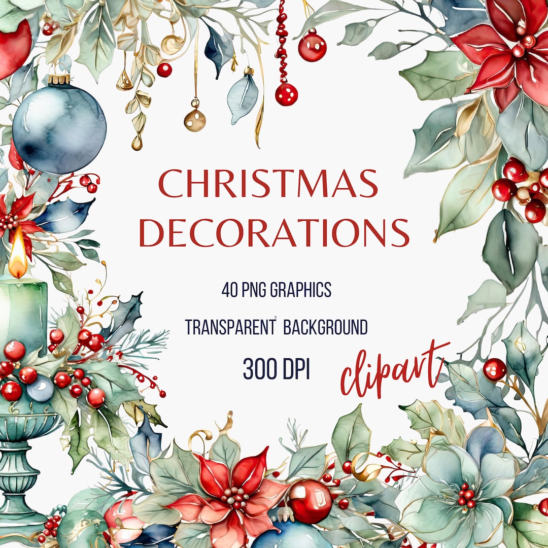 Winter Clipart Set Christmas Ornaments Soft Color Palette - Etsy