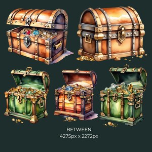 Treasure Chest Clipart Set, Pirate Chest Graphics, Digital Download PNG ...