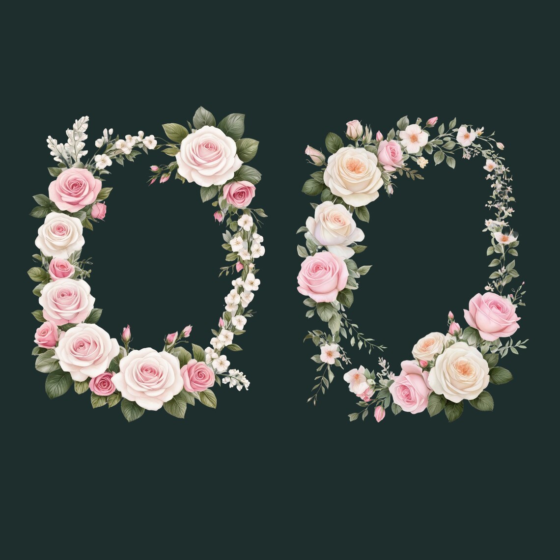 Pink Roses Clipart Flower Frame, Wedding Floral Images PNG ...