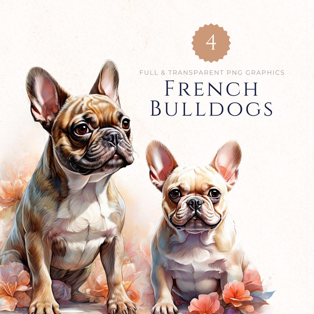 Watercolor Frenchie Clipart Set, French Bulldog Images, Scrapbook ...