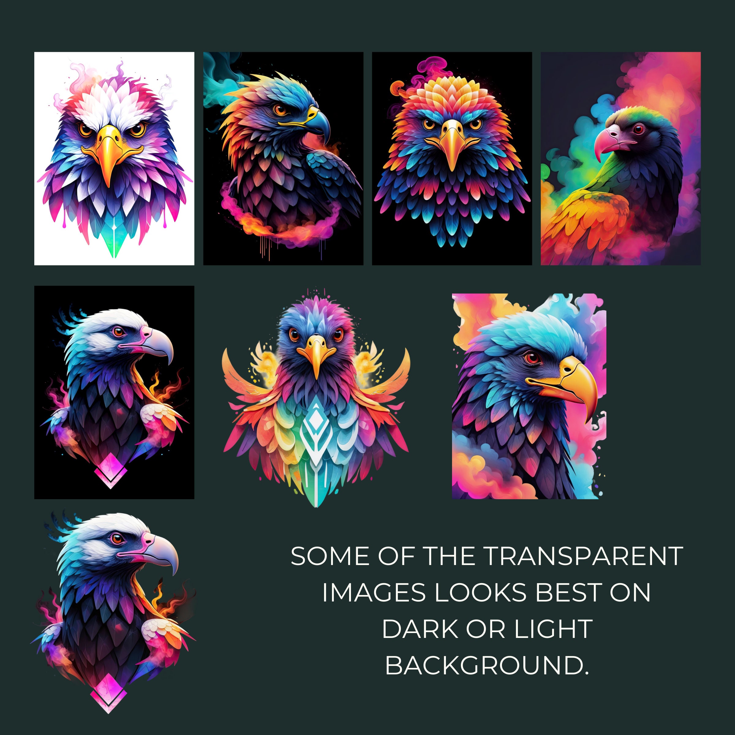 Neon Eagle and Hawk Bird of Prey Clipart PNG, Bold Wildlife Graphics ...