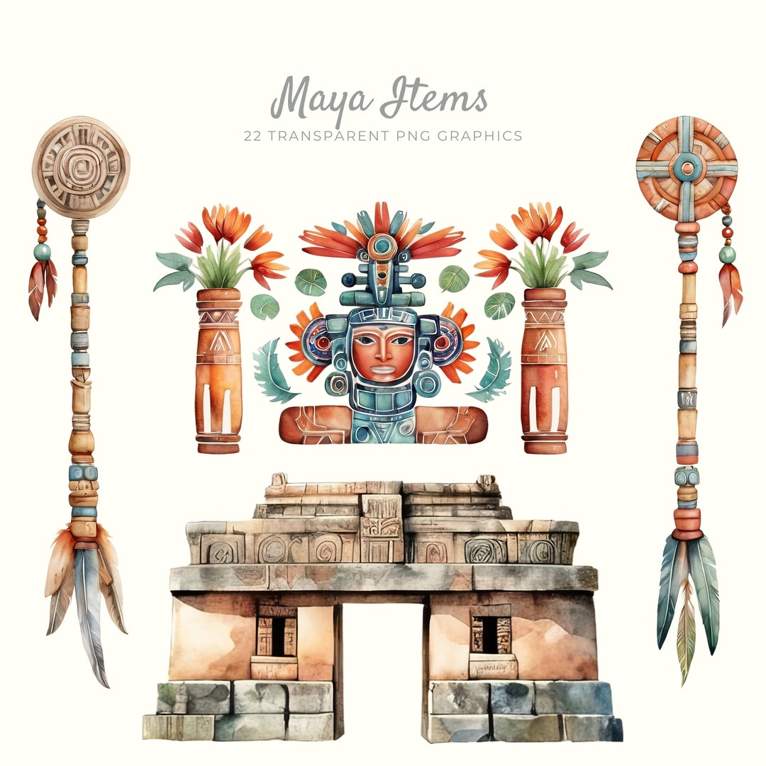 Maya Temple Clipart Set, Aztec Pyramid Graphics, Ancient Maya Clip Art ...