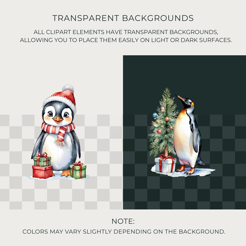 Christmas Penguins Clipart Instant Download, Xmas Paper Crafting ...