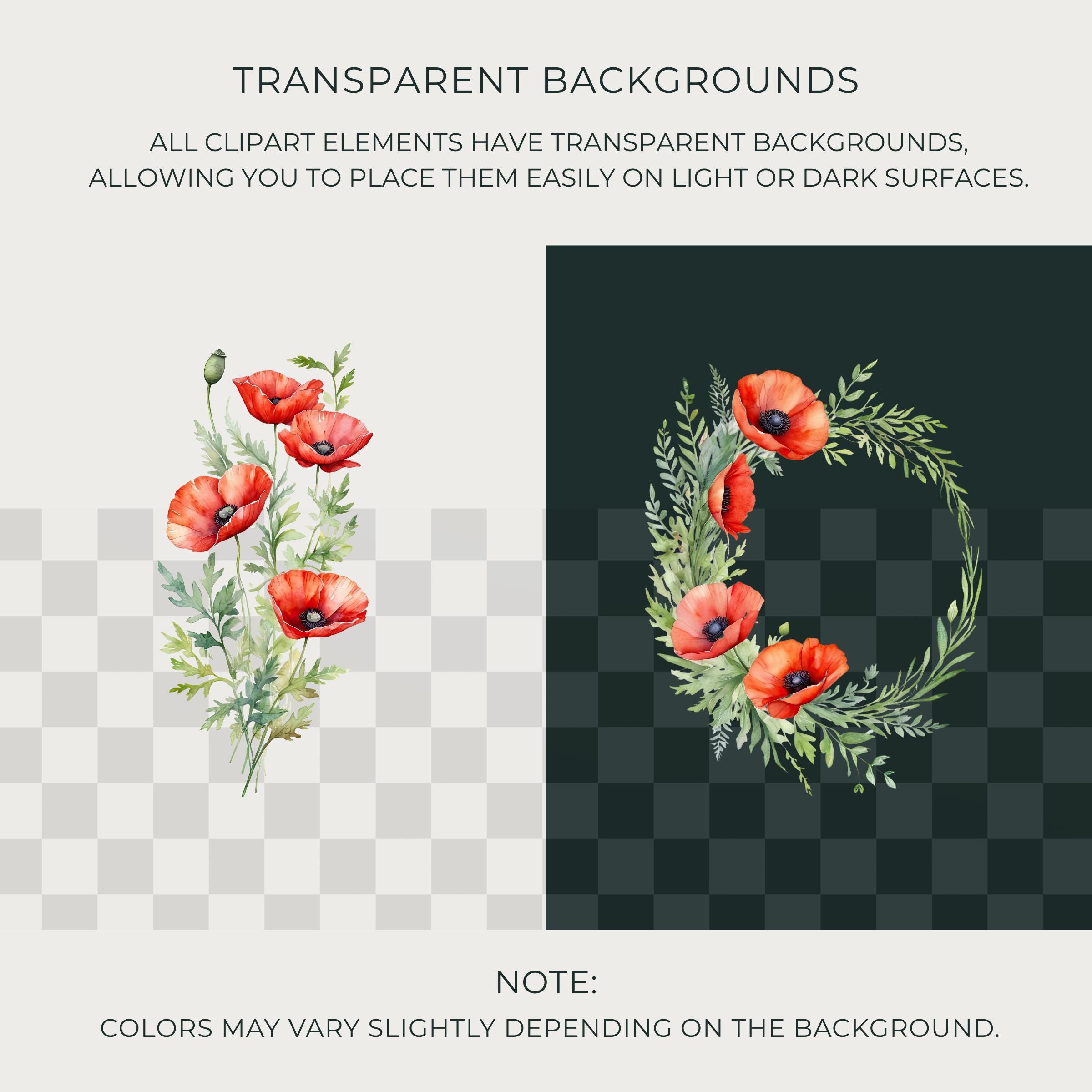 Watercolor Poppy Clipart Set, Floral PNG Images, Scrapbook Supply ...