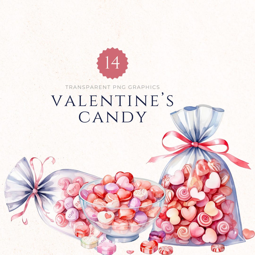 Valentine Candy Clip Art PNG, Heart Candies Graphics, Paper Crafting ...