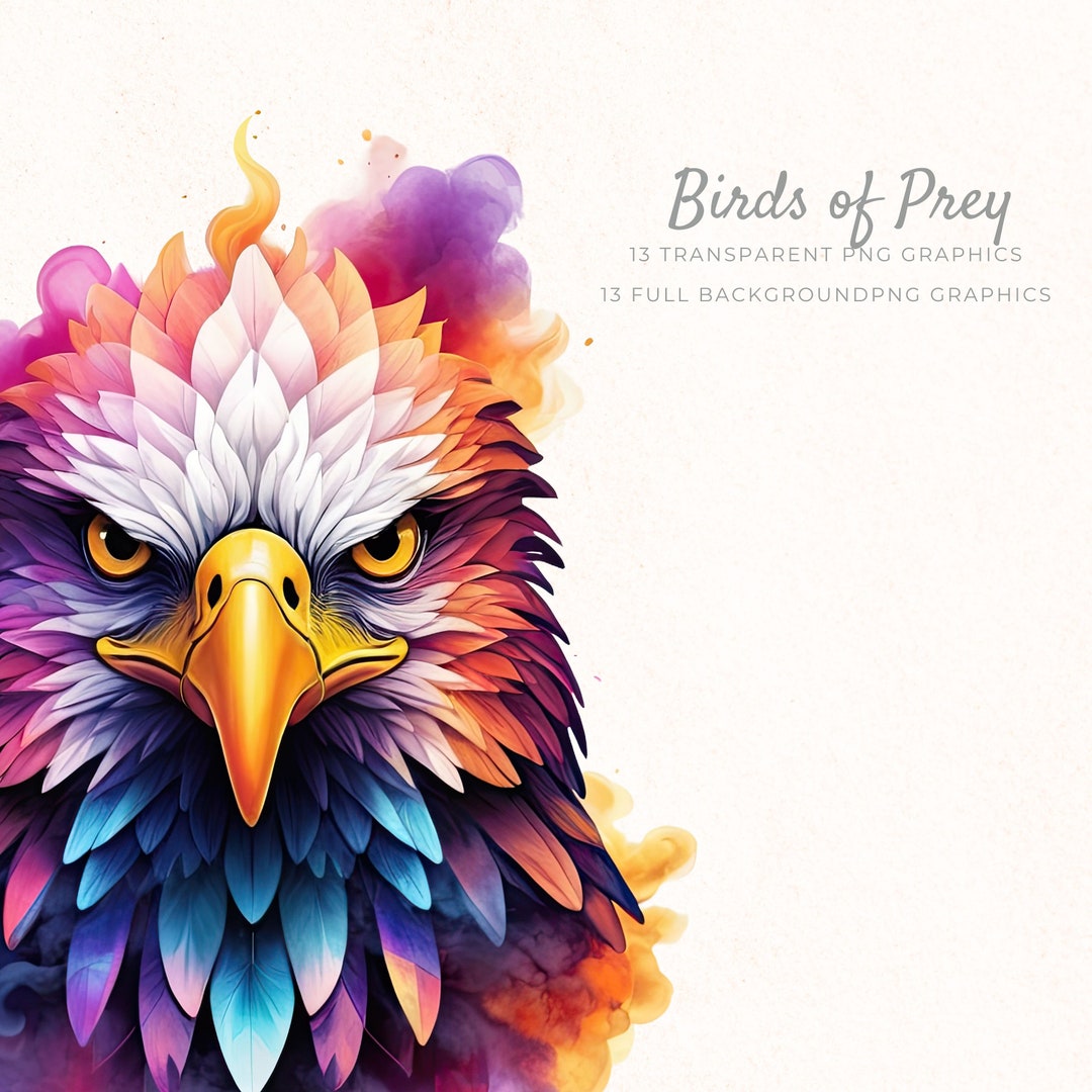 Neon Bird of Prey Clipart Collection, Eagle Hawk Clip Art PNG, Wildlife ...