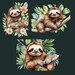Watercolor Sloth Clipart PNG, Cute Animal Art, Floral Wildlife Decor ...