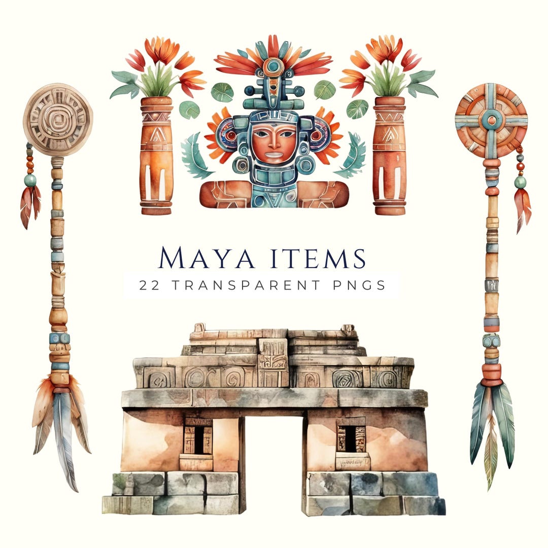Maya Temple Clipart Set, Aztec Pyramid Graphics, Ancient Maya Clip Art ...