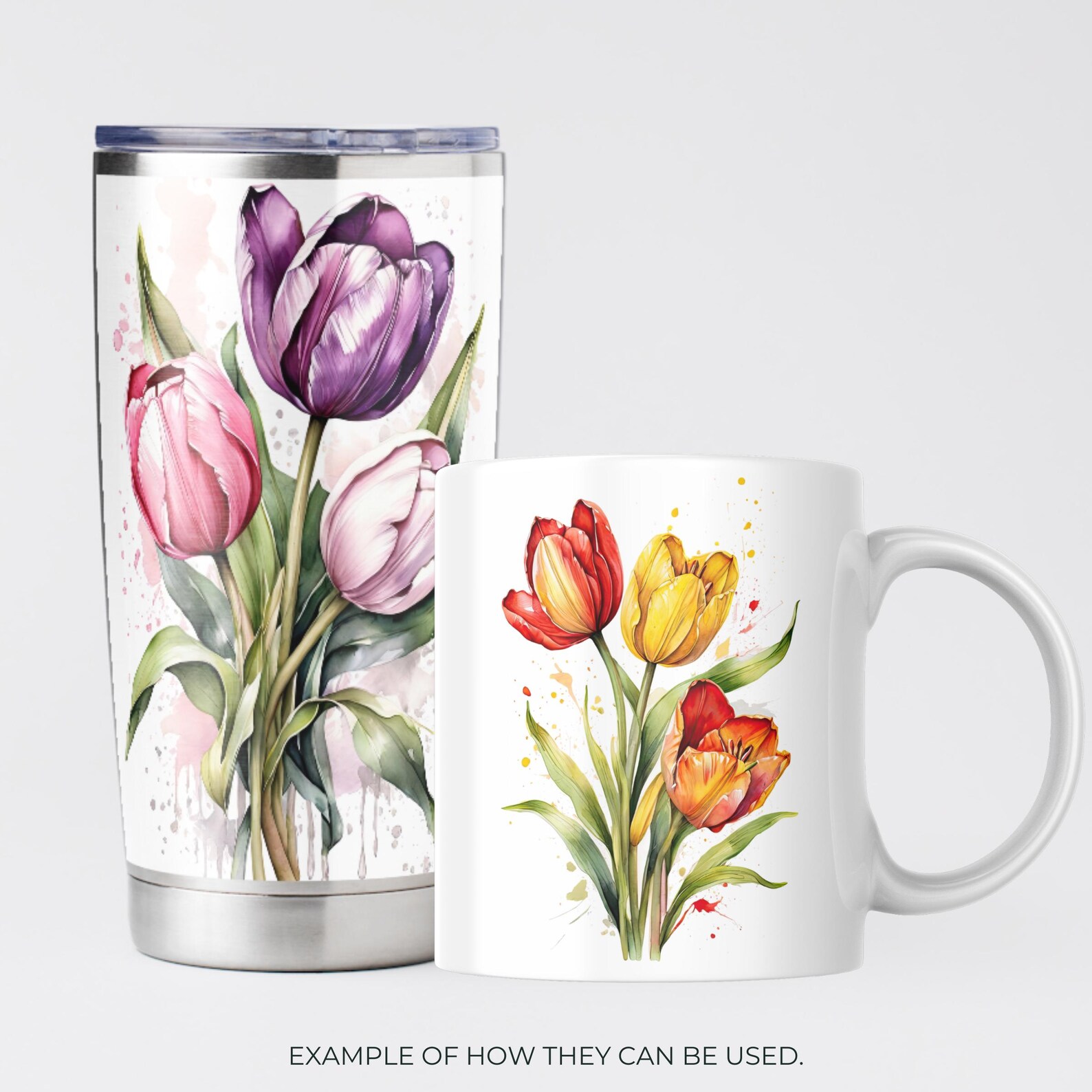 Mixed Tulips Clipart, Spring Flower Clip Art, Instant Download ...