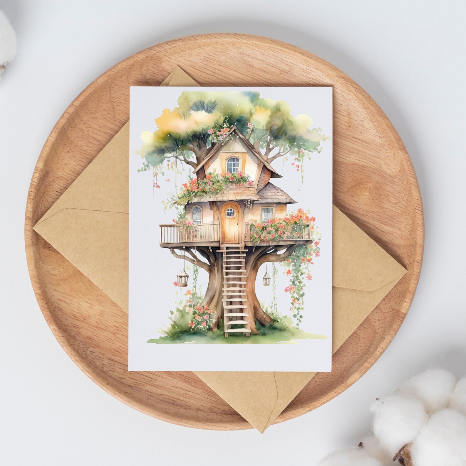 Watercolor Treehouse Clip Art, Instant Download PNG Set, Cute Treehouse ...