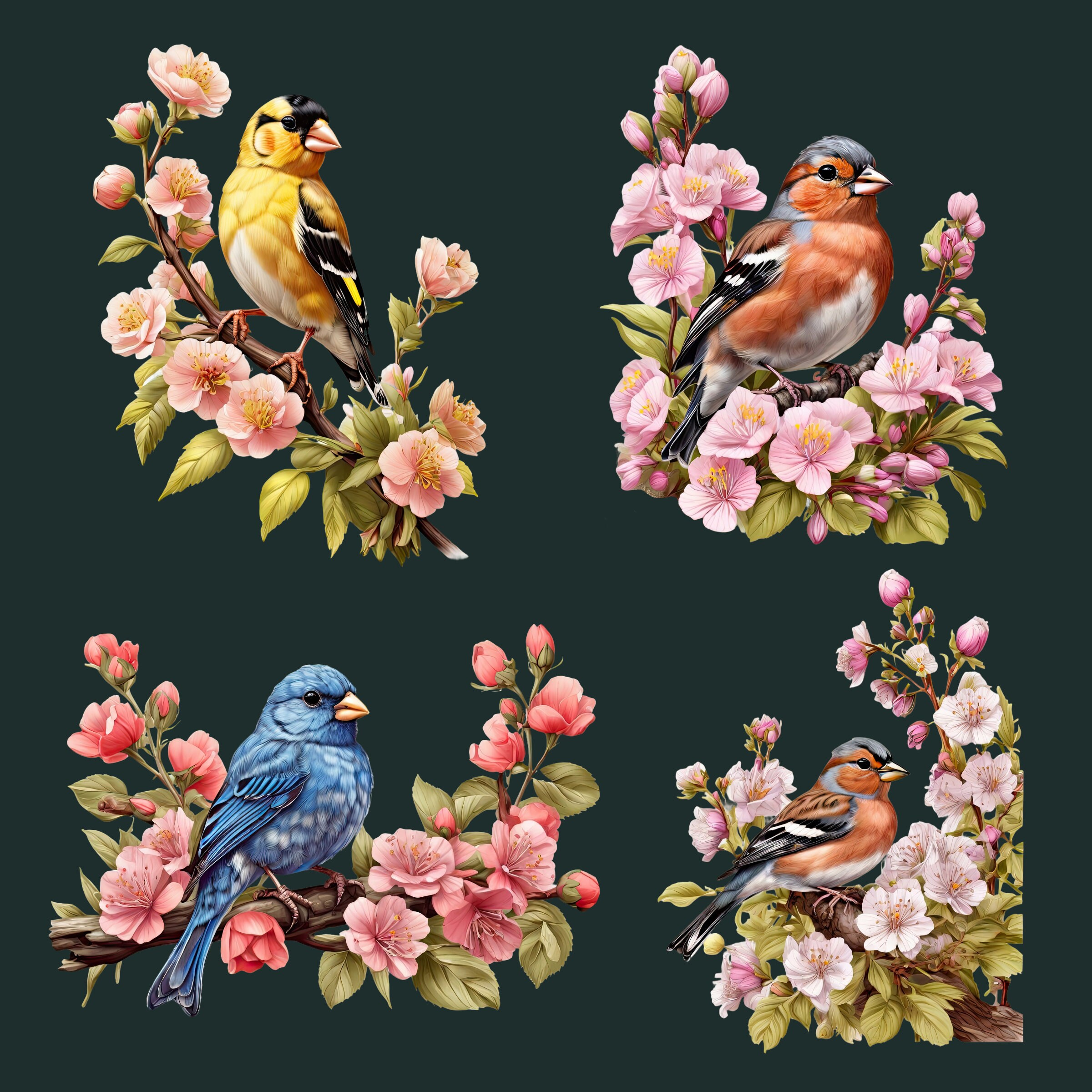 Spring Birds Clipart, Bird Clip Art, Digital Download, Instant Download ...