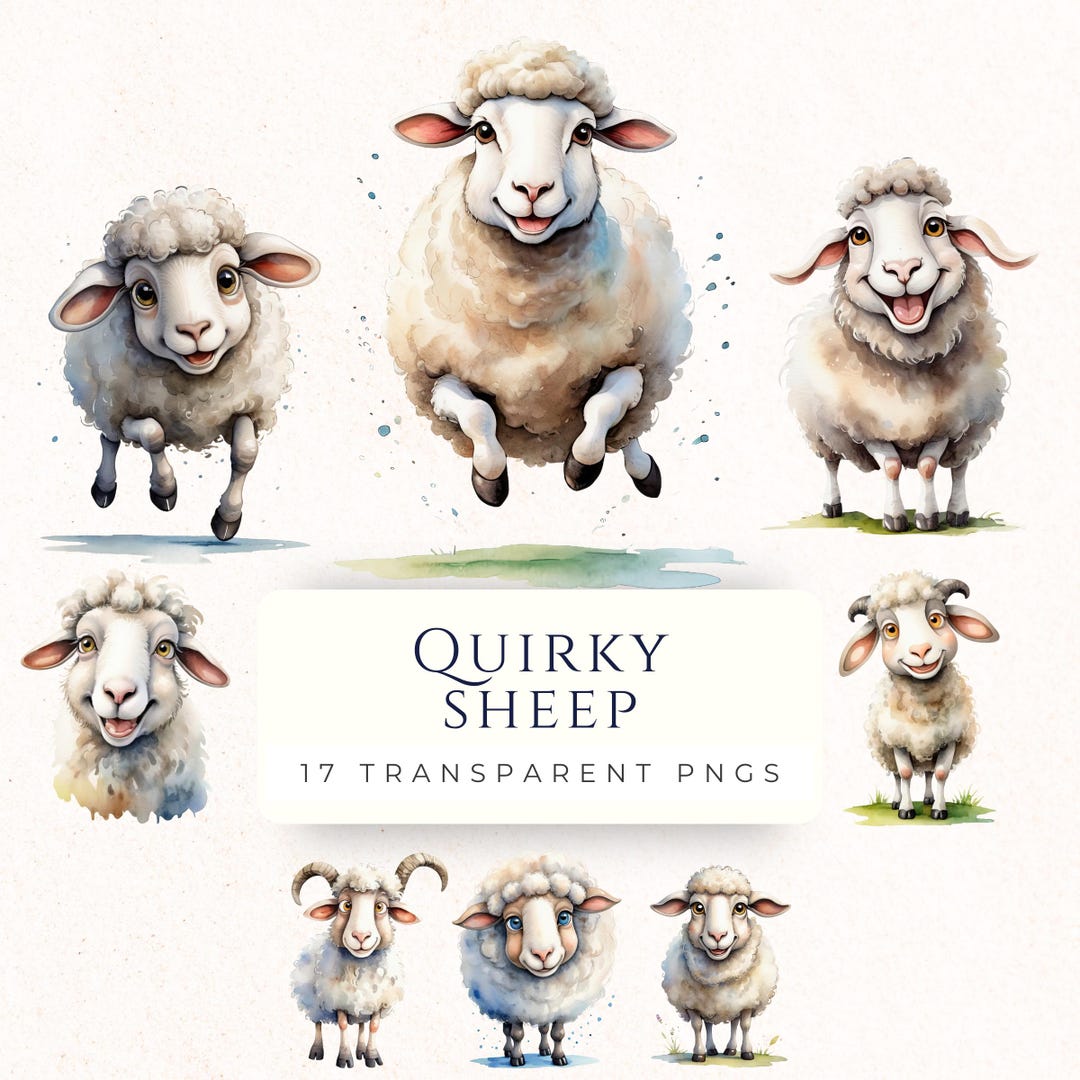 Quirky Sheep Clipart Digital Download, Farm Animal Graphics, Cardmaking ...