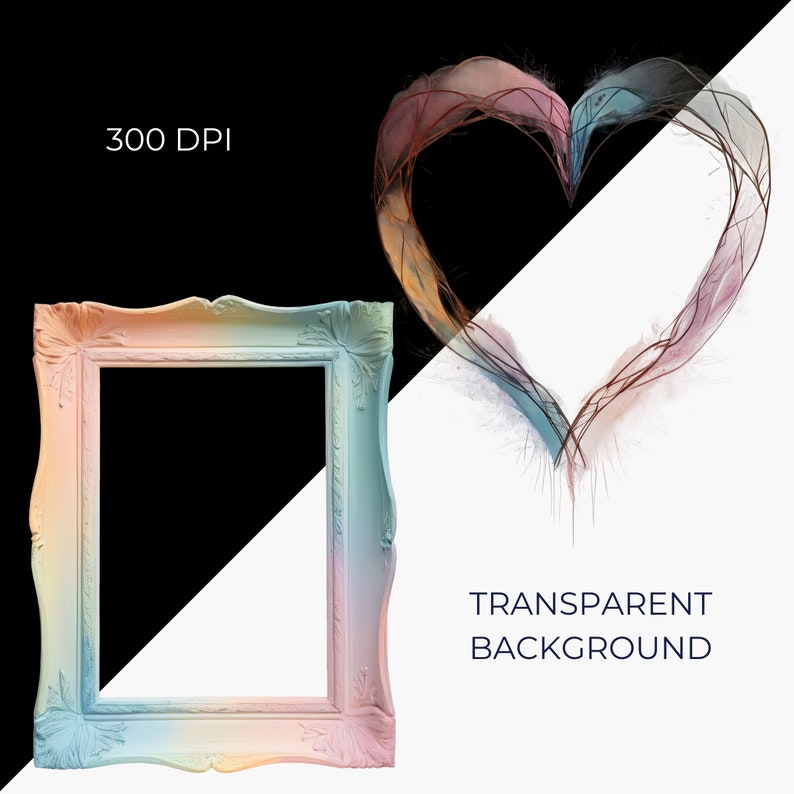 Whimsical Pastel Frame Clipart Set, Watercolor Frames PNG, Commercial ...