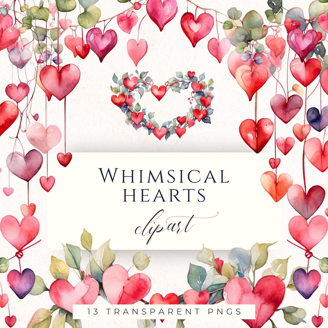 Valentine Heart Border Watercolor Clipart PNG, Romantic Graphics for ...