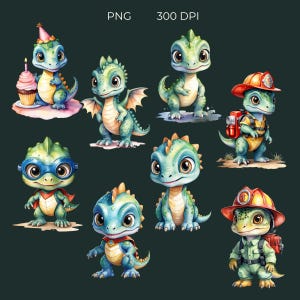 Cute Dinosaur Clipart Instant Download, Baby Dino Birthday Images ...