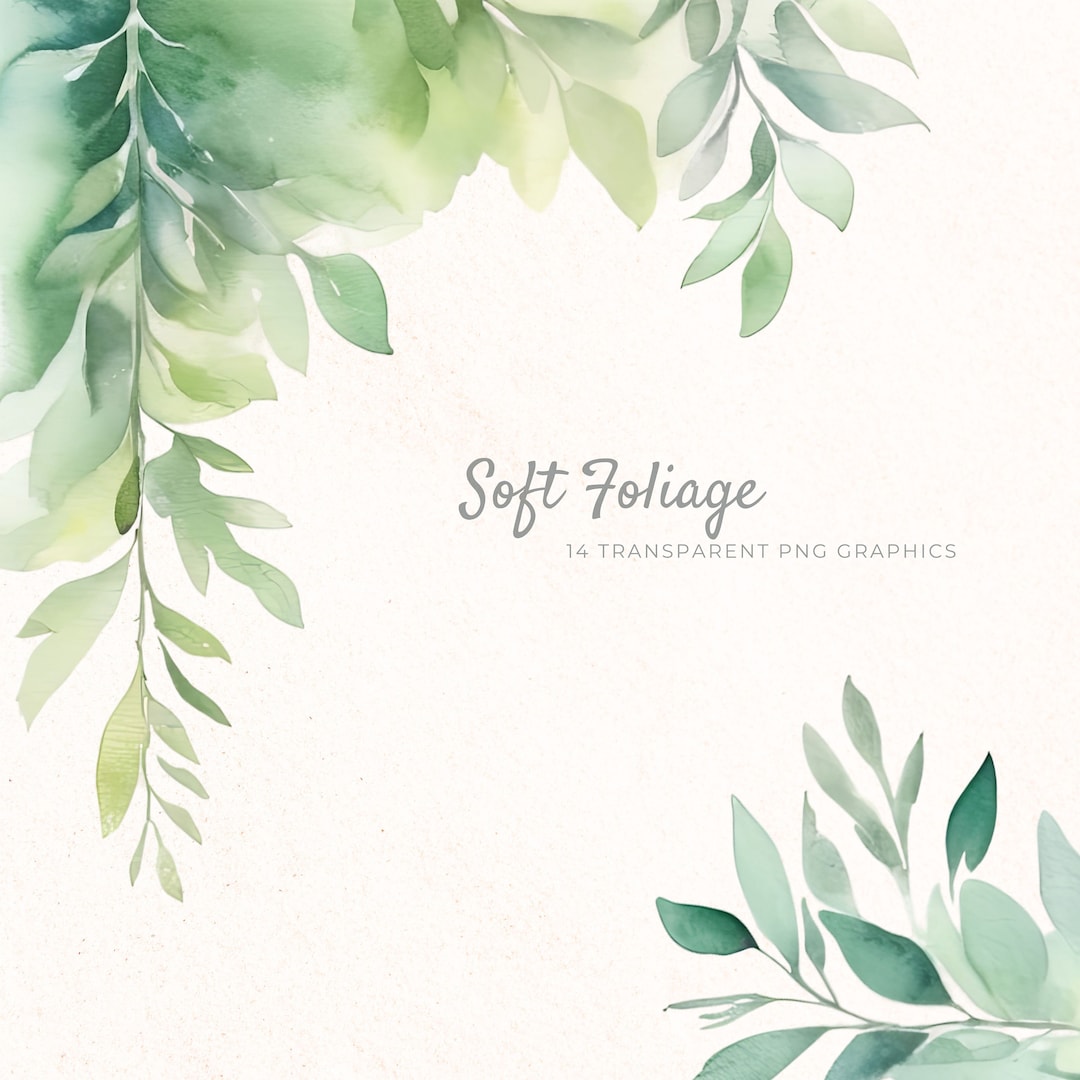 Greenery Garland Clipart, Botanical Wedding Decoration, Instant Download, Watercolor Foliage Art ...