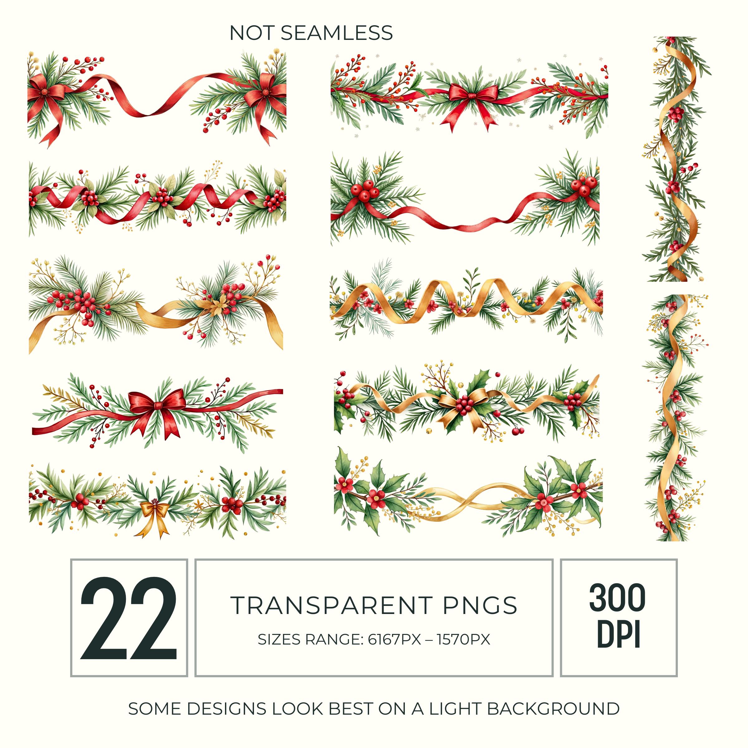 Christmas Garland Clipart PNG, Festive Holiday Border Graphics for ...