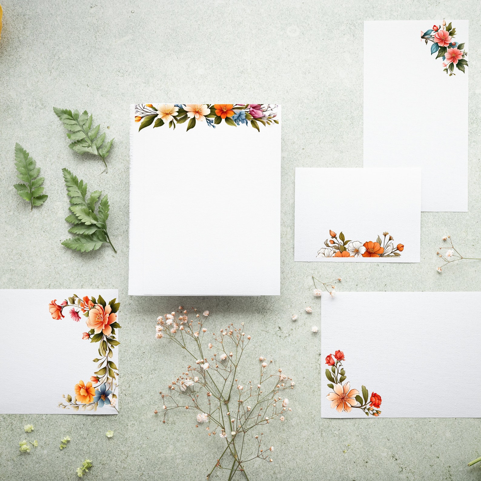 Colorful Flower Border Clipart, Vibrant Boho Watercolor Flowers ...