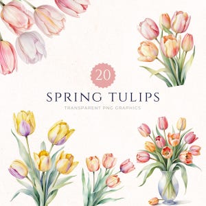 Spring Flower Clipart Bundle, Cardmaking Supply, Watercolor Flowers ...