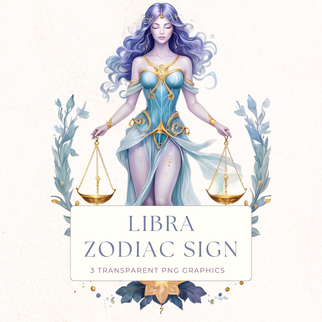 Libra Zodiac Sign Clip Art, Watercolor PNG Clipart, Horoscope Images ...
