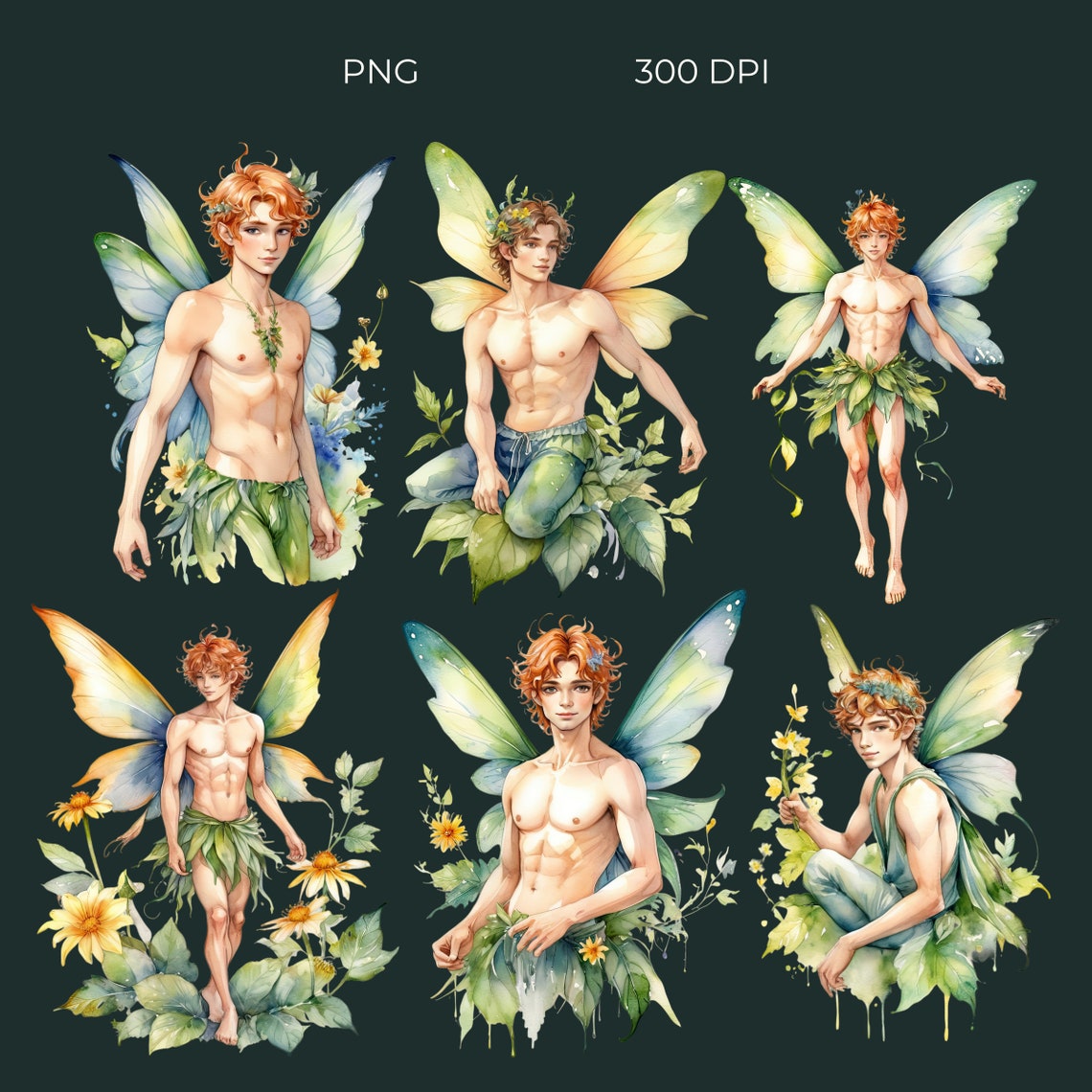 Male Fairy Spring Clipart, Fantasy Art, Faerie Males PNG, Instant Download, Pixie Clip Art ...