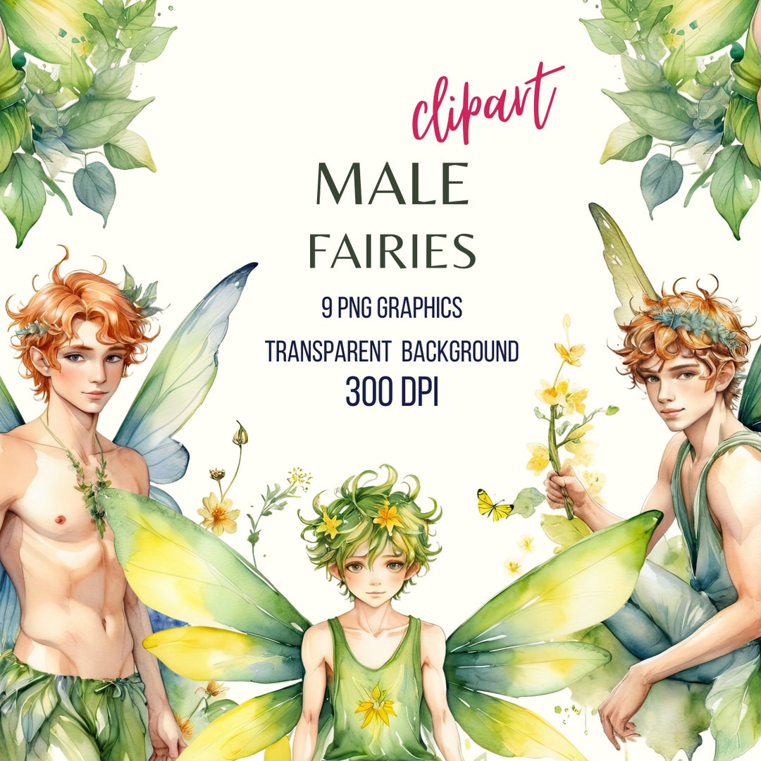 Male Fairy Spring Clipart, Fantasy Art, Faerie Males PNG, Instant ...