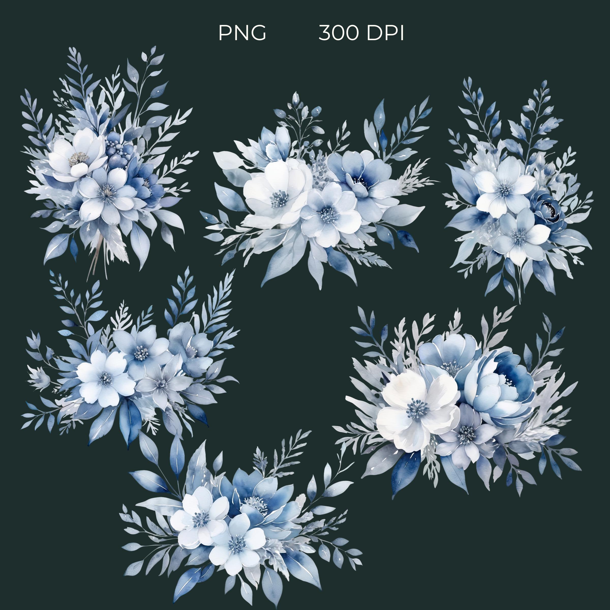 Pale Blue Flower Clipart Watercolor Floral PNG, Junk Journal Images ...