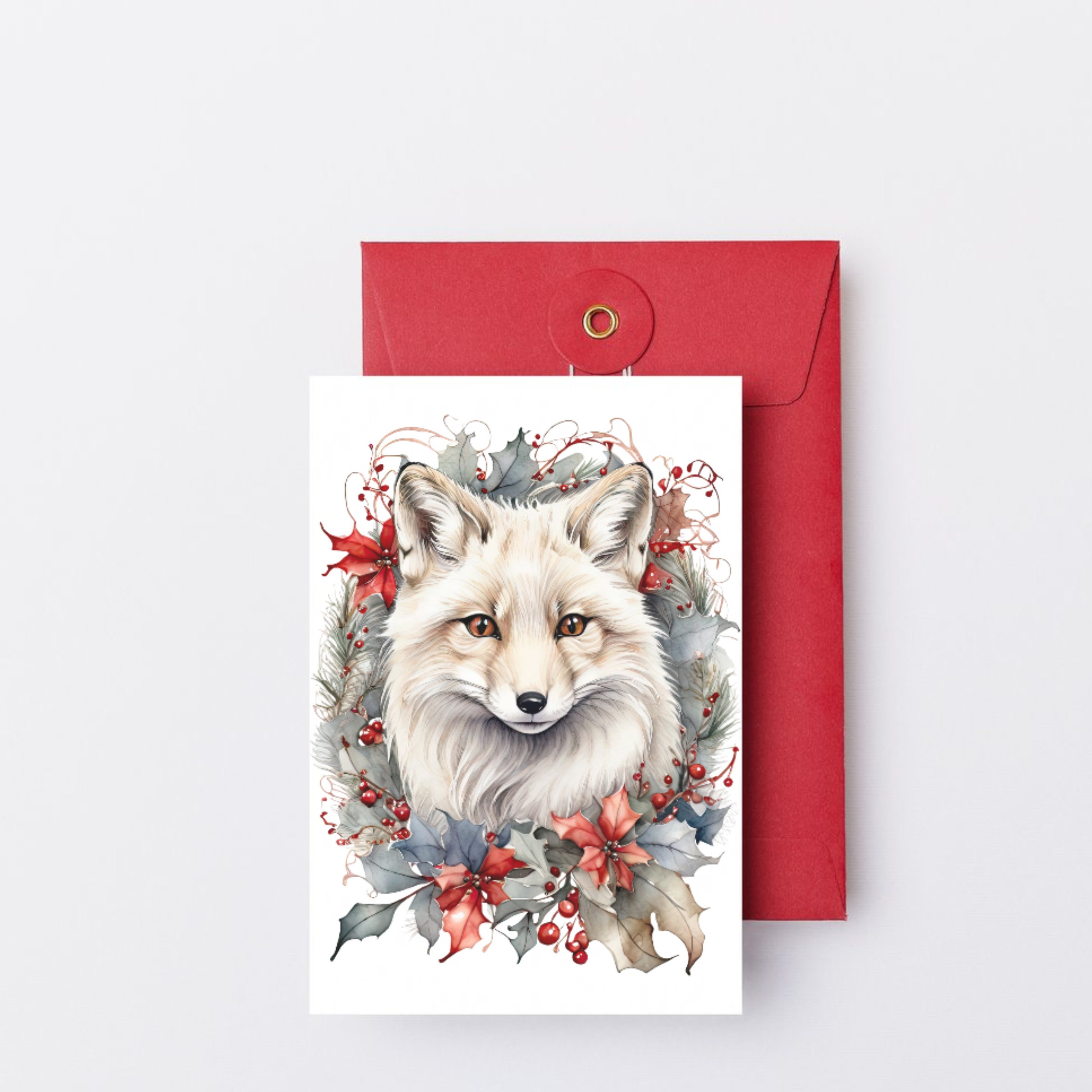 White Fox Christmas Clipart Instant Download PNG, Xmas Scrapbook Images ...