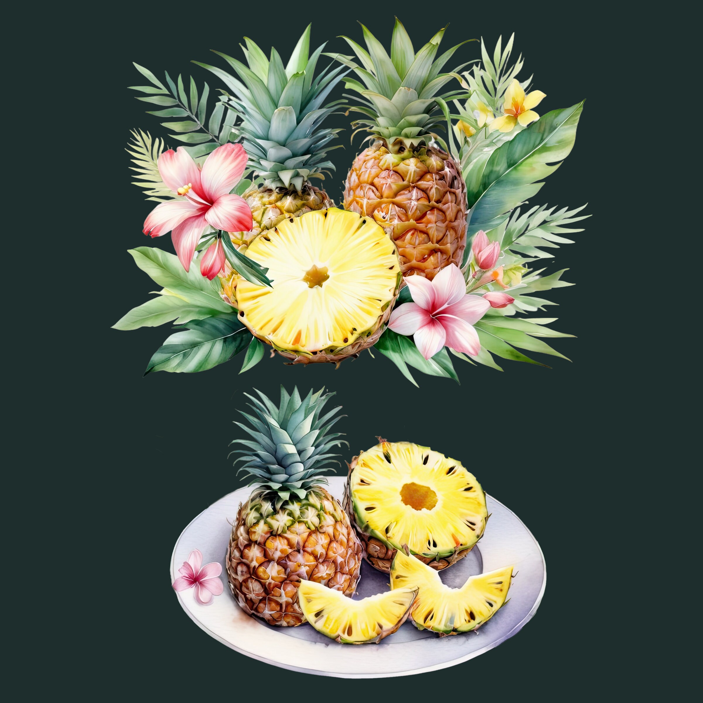 Colorful Pineapple Clipart, Tropical Clip Art, Fruit PNG, Summer Vibes ...