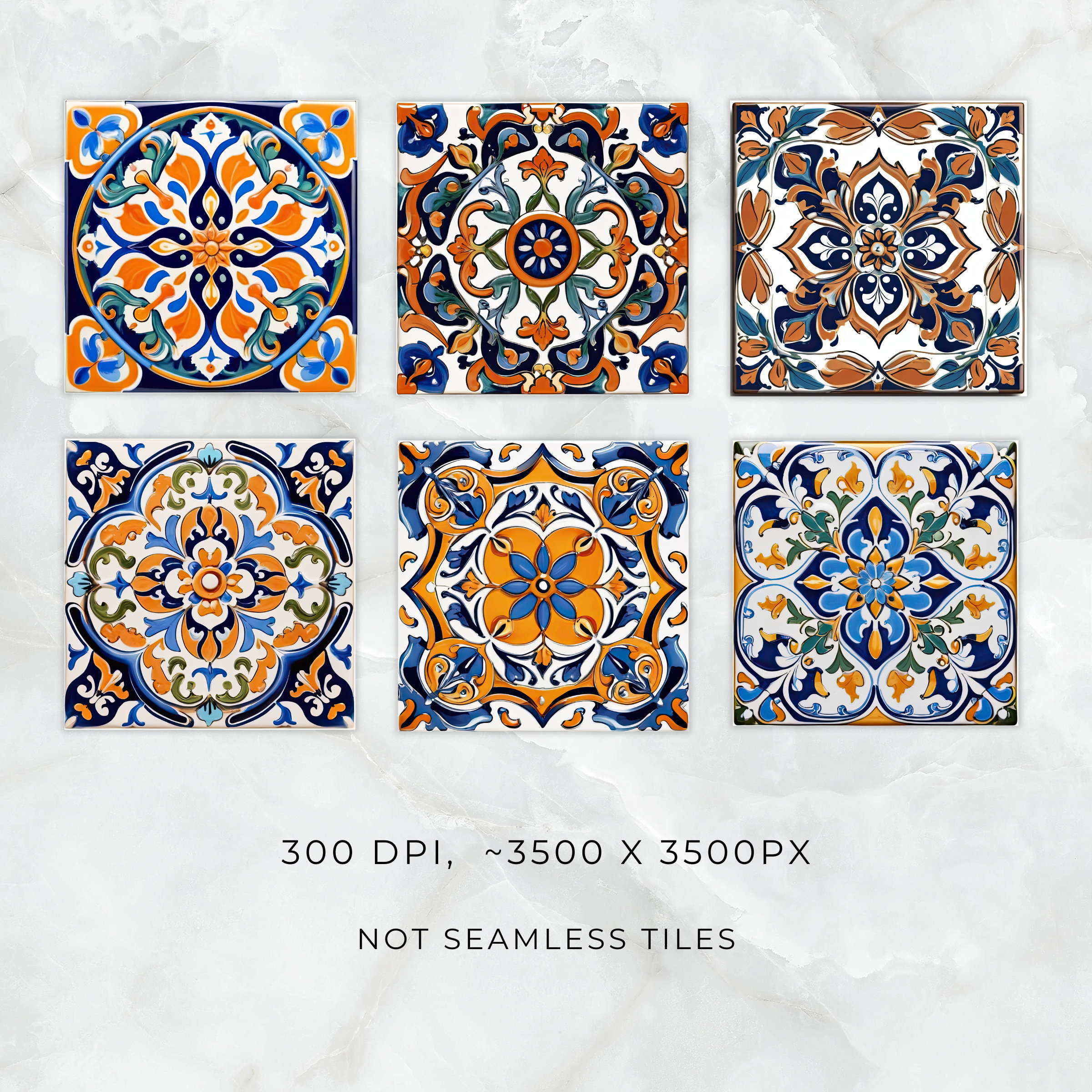 Mediterranean Tile Graphics, Watercolor Clipart Set, Commercial Use ...