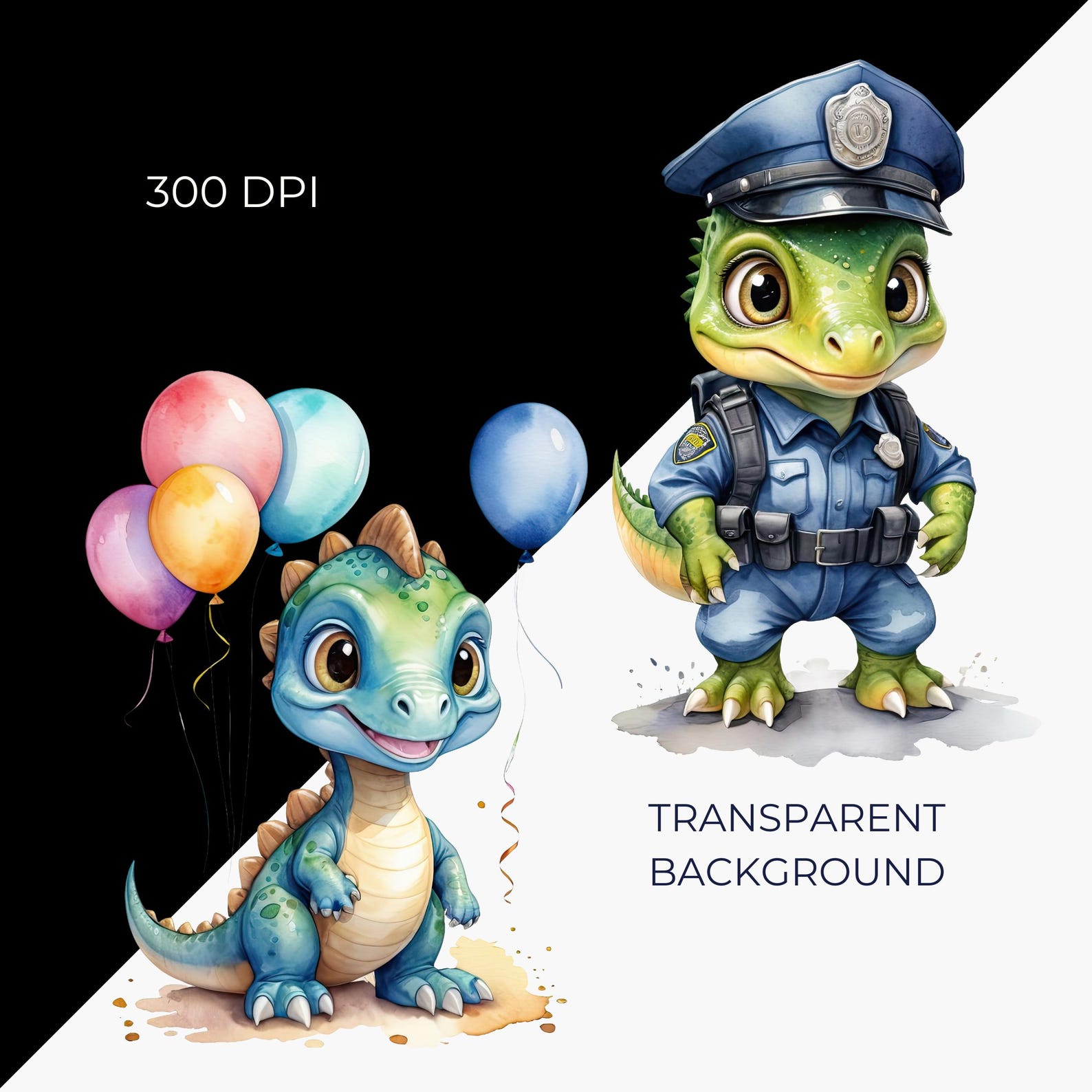 Cute Dinosaur Clipart Instant Download, Baby Dino Birthday Images ...