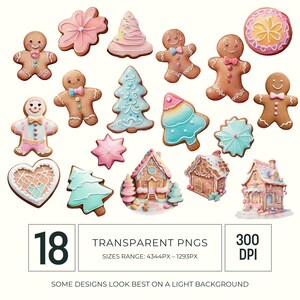 Pastel Gingerbread Clipart, Christmas Decor, Instant Download PNG ...